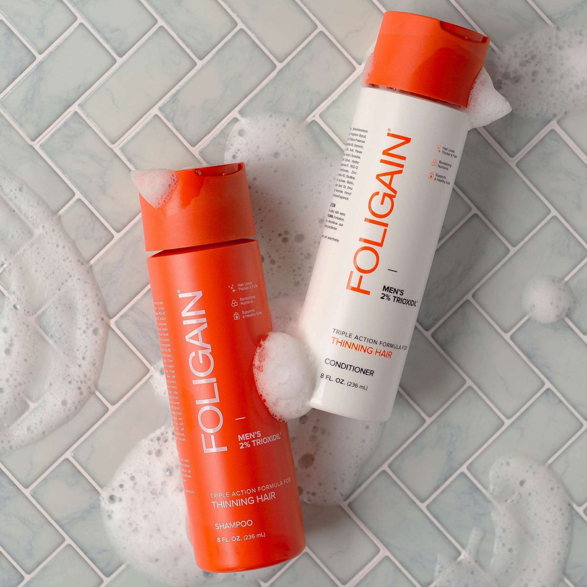 FOLIGAIN Triple Action Shampoo For Thinning Hair For Men with 2% Triox